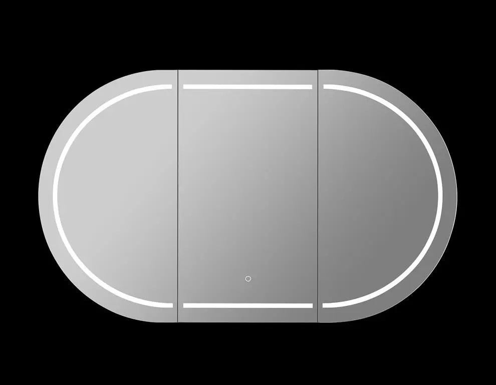 Olivia Pill Oval LED Light Shaving Cabinet Matte White 1500*800*155mm – RJ Bathroom