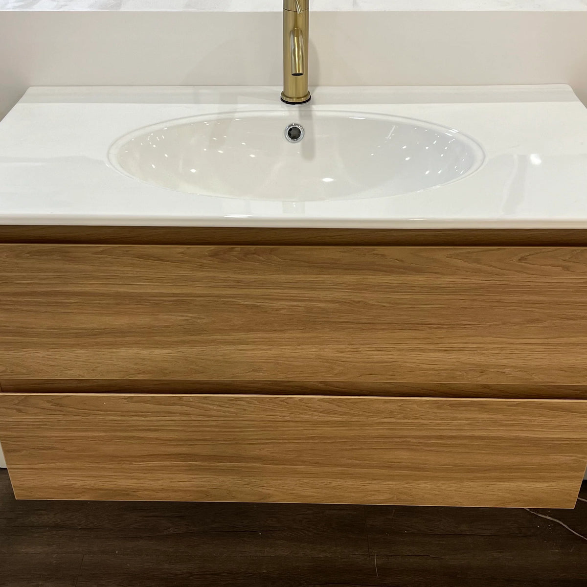 Timber Grain Oak All Drawer 900mm Wall-hung Bathroom Vanity – RJ Bathroom