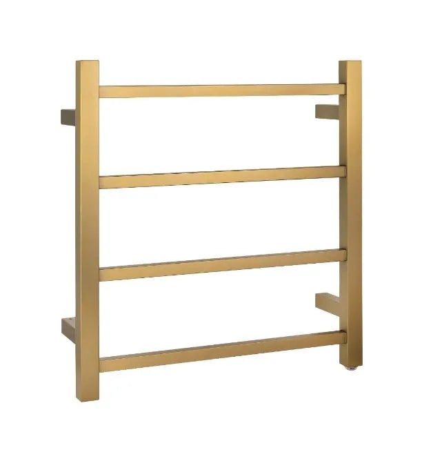 Electric Heated Towel Rail Towel Rack Brushed Brass Square 4 Bars – RJ ...